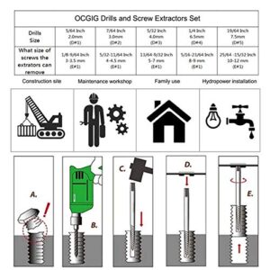 OCGIG 11 PCS Damaged Broken Screw Extractor Drill Bit Bolt Stud Remover Tool Kit Set