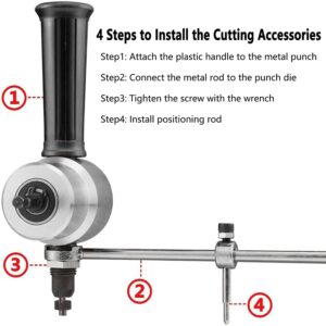 Illuminate Sheet Metal Nibbler, Double Headed Metal Cutter with Punch and Die, Extra Cutting Hole Tools and Step Drill Bit Included, Perfect for Car Repair and Household Repair Jobs