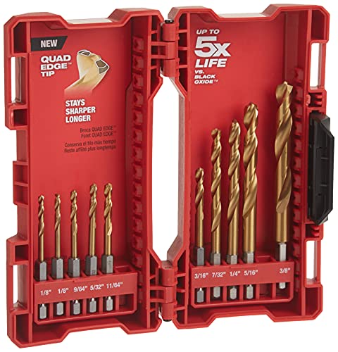 MILWAUKEE'S 48-89-4633 Shockwave Titanium Red Helix Drill Bit Set (10-Piece)