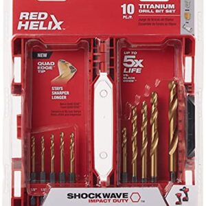 MILWAUKEE'S 48-89-4633 Shockwave Titanium Red Helix Drill Bit Set (10-Piece)