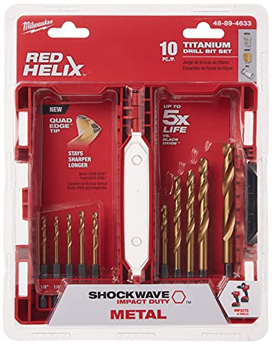 MILWAUKEE'S 48-89-4633 Shockwave Titanium Red Helix Drill Bit Set (10-Piece)