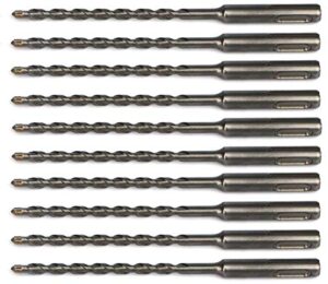 drillforce 10pcs 3/16 inch x 6 inch sds plus hammer drill bits, rotary hammer drill bits , ideal for drill holes into masonry, concrete, brick & cinder block.