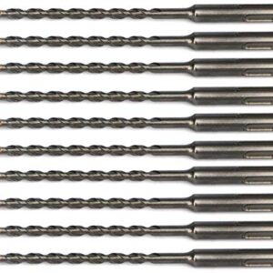 DrillForce 10pcs 3/16 inch x 6 inch SDS Plus Hammer Drill Bits, Rotary Hammer Drill Bits , Ideal for Drill Holes into Masonry, Concrete, Brick & Cinder Block.