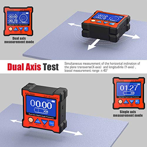 Digital Protractor DXL360S GYRO + Gravity 2 in 1 Digital LCD Protractor Inclinometer Dual Axis Level Box 0.01°Resolution