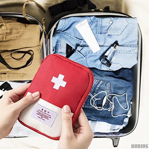 BURIUS Empty First Aid Bag Emergency Kit - 2Pcs Travel Size Survival Kit Small Medicine Bag, 7.1х5.1inch size, Office First Aid Kit Outdoor First Aid Kit For Car - Home First Aid Empty Medicine Bag