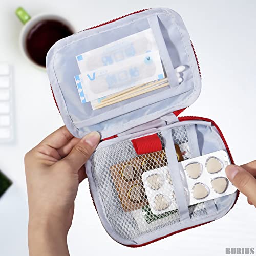 BURIUS Empty First Aid Bag Emergency Kit - 2Pcs Travel Size Survival Kit Small Medicine Bag, 7.1х5.1inch size, Office First Aid Kit Outdoor First Aid Kit For Car - Home First Aid Empty Medicine Bag