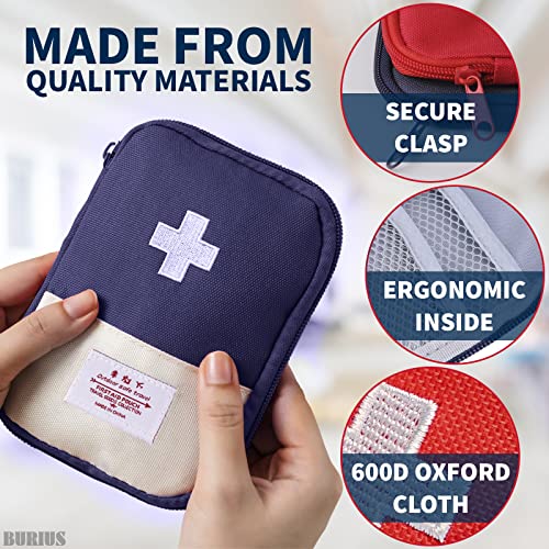 BURIUS Empty First Aid Bag Emergency Kit - 2Pcs Travel Size Survival Kit Small Medicine Bag, 7.1х5.1inch size, Office First Aid Kit Outdoor First Aid Kit For Car - Home First Aid Empty Medicine Bag