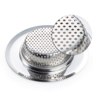 2 Pack - 2.75" Top / 1.5" Basket, Stainless Steel Slop, Utility, Kitchen and Bathroom Sink Strainer. 1/8" Holes