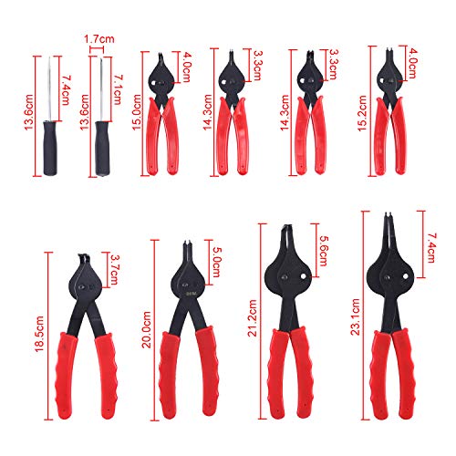 8milelake 11pcs Snap Ring Plier Kit Circlip Combination Retaining Clip Car Truck Motorcycle