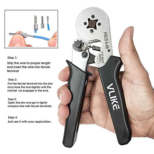 Ferrule Crimping Tool, VLIKE Wire Crimper Pliers with 1200 Terminal Ferrules Connector Sleeves for Stripper Wiring Projects