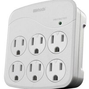 Woods 41076 Surge Protector with 6 Power, 6-Outlet 1440J of Protection