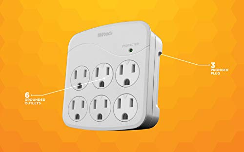 Woods 41076 Surge Protector with 6 Power, 6-Outlet 1440J of Protection