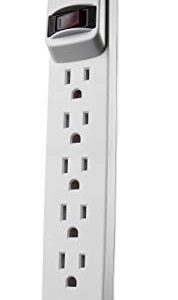 Woods 41434 Power Strip with 6 Outlets and Overload Safety Feature, 6 Foot Cord, White