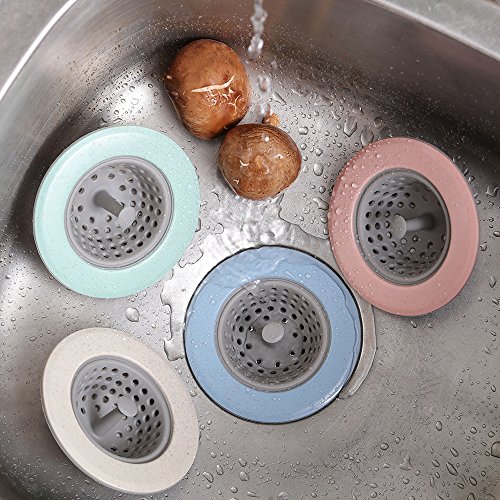 CORNERJOY 4 PCS Silicone Kitchen Sink Strainer,Large Wide Rim 4.5" Diameter