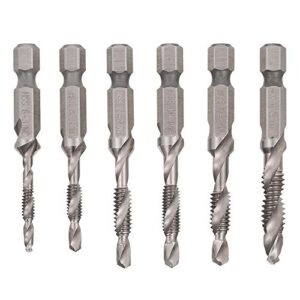 yakamoz 6pcs sae hss combination drill tap bit set deburr countersink drill bit with 1/4 hex shank