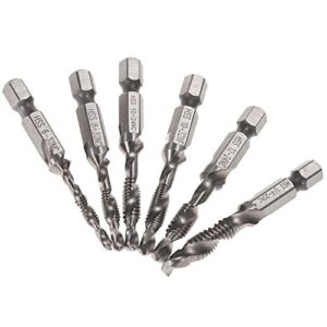 Yakamoz 6pcs SAE HSS Combination Drill Tap Bit Set Deburr Countersink Drill Bit with 1/4 Hex Shank