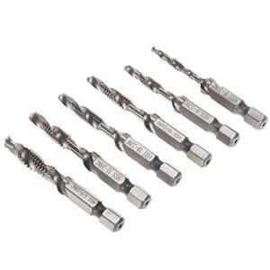 Yakamoz 6pcs SAE HSS Combination Drill Tap Bit Set Deburr Countersink Drill Bit with 1/4 Hex Shank