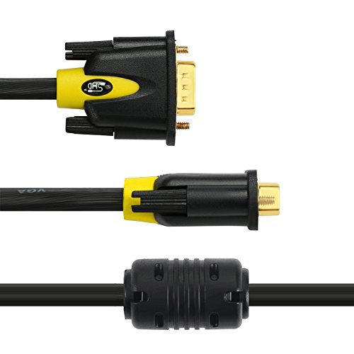 SHD VGA Cable 3Feet, VGA to VGA Monitor Cable HD15 SVGA for PC Laptop TV Projector Black and Yellow Color