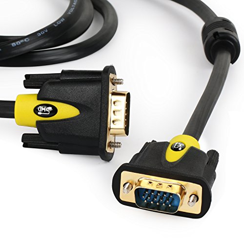 SHD VGA Cable 3Feet, VGA to VGA Monitor Cable HD15 SVGA for PC Laptop TV Projector Black and Yellow Color