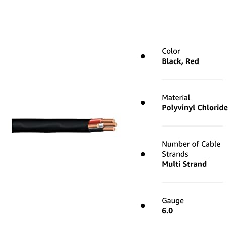 6/3 NM-B, Non-Metallic, Sheathed Cable, Residential Indoor Wire, Equivalent to Romex (50ft Cut)