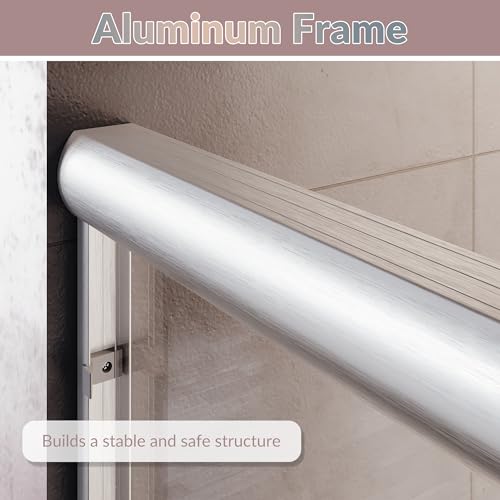 ELEGANT Shower Door 58.5-60" W x 72" H, Semi-Frameless Bypass Sliding Shower Doors, 1/4" Clear Glass, Brushed Nickel Finish