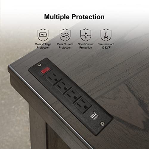 Recessed Power Strip with USB Flush Mount Power Outlet Built in Desktop Power Extension Cord Plug for Countertop Kitchen Drawer Conference Cabinet Nightstand Desk.