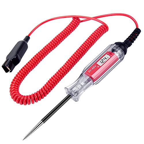 Large Size Heavy Duty 3-48V Digital LCD Circuit Tester with 140 Inch Extended Spring Wire,Car Truck Low Voltage & Light Tester with Stainless Probe