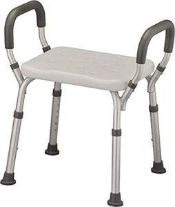 shower bench adjustable bath seat shower chair with arms padded handles, without back, medical shower chair bench bath stool for elderly, adults, disabled, 300 lbs, white