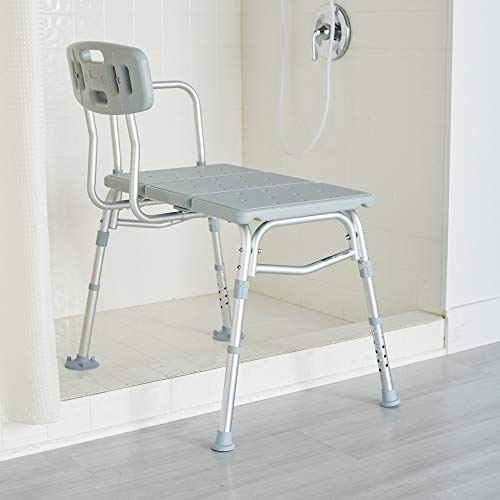 McKesson Transfer Bench for Bathtubs, Aluminum, Adjustable Height, 17.5 in to 22.5 in, Up to 400 lbs, 1 Count