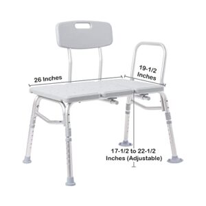 McKesson Transfer Bench for Bathtubs, Aluminum, Adjustable Height, 17.5 in to 22.5 in, Up to 400 lbs, 1 Count