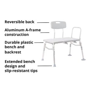 McKesson Transfer Bench for Bathtubs, Aluminum, Adjustable Height, 17.5 in to 22.5 in, Up to 400 lbs, 1 Count