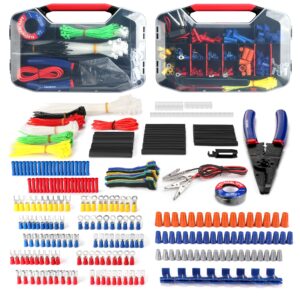 workpro 582-piece crimp terminals, wire connectors, heat shrink tube, electrical repair kit with wire cutter stripper