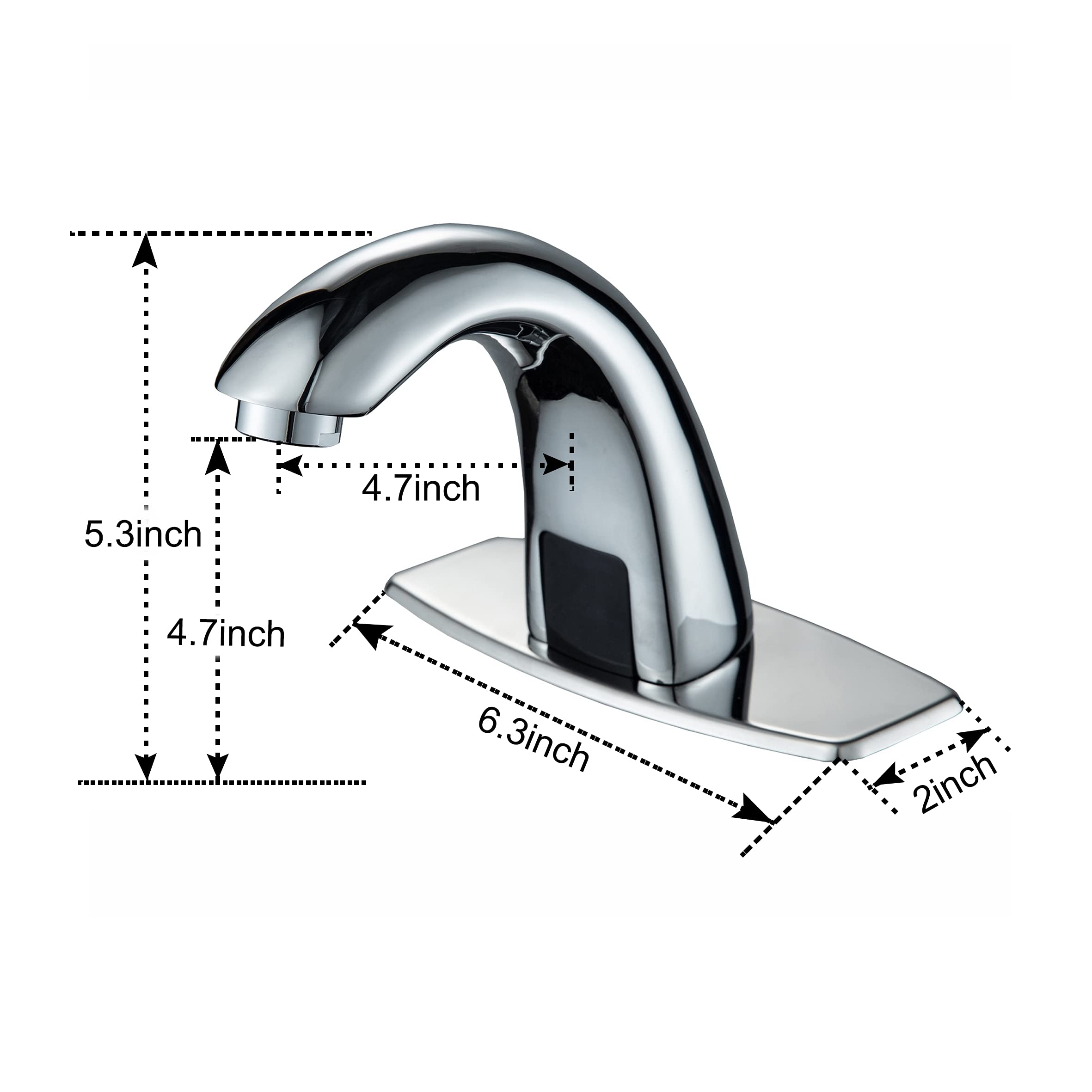 HHOOMMEE Commercial Automatic Sensor Touchless Bathroom Sink Faucet, Motion Activated Hands-Free Basin Tap with Mixer Valve Control Box and Deck Plate