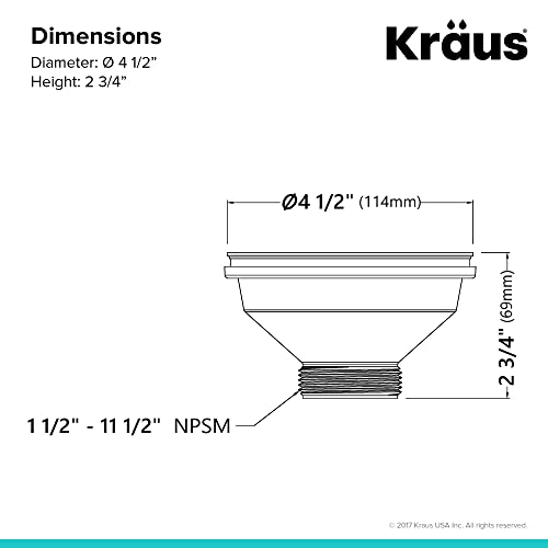 Kraus PST1-BL Kitchen Sink Strainer Drain, Black