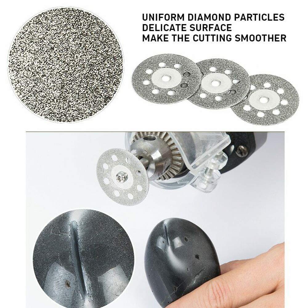 YEEZUGO 10 pcs Diamond Cutting Wheel Cut Off Discs Coated Rotary Tools W/Mandrel 22mm for Dremel