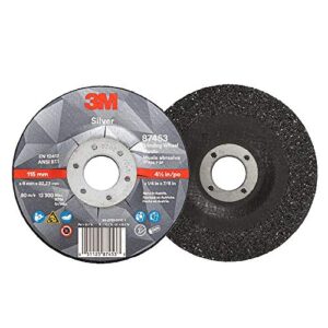 Cubitron II Silver Grinding Wheel, Depressed Center – for Right Angle Grinders – 4.5” Diameter x 1/4' Thick x 7/8” Arbor Hole – Type 27 – 87453 – Pack of 10