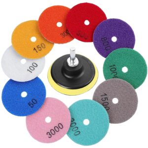 ocr diamond polishing pads 3 inch wet/dry polishing kit 10pcs 50#-3000# grit pads plus a backer pad for granite concrete marble polishing