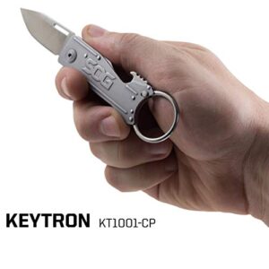 SOG KeyTron Keychain Pocket Knife- Convenient 1.8 Inch EDC Folding Knife with Bottle Opener and Quick Thumb Release (KT1001-CP)