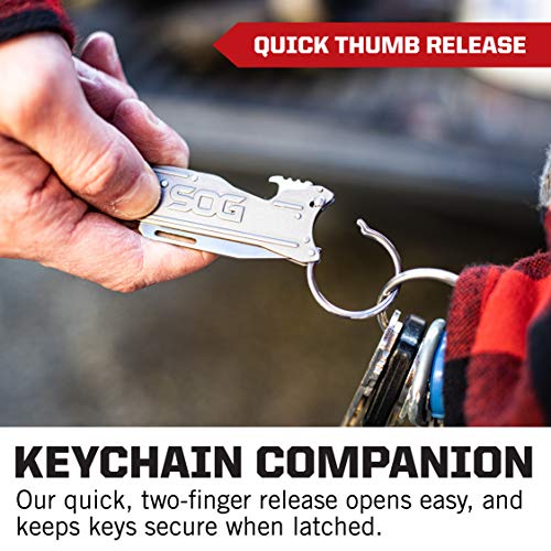 SOG KeyTron Keychain Pocket Knife- Convenient 1.8 Inch EDC Folding Knife with Bottle Opener and Quick Thumb Release (KT1001-CP)