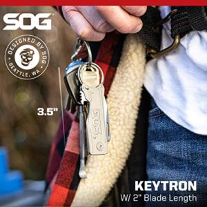 SOG KeyTron Keychain Pocket Knife- Convenient 1.8 Inch EDC Folding Knife with Bottle Opener and Quick Thumb Release (KT1001-CP)