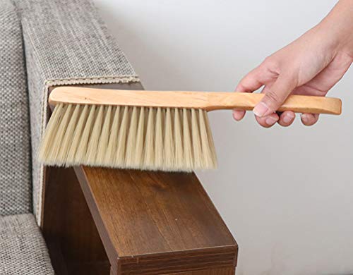 Huibot Hand Broom Soft Bristles Natural Small Dusting Brush Wooden Handle