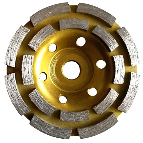 7 Inch (pack of 2 Pieces) Diamond Double Row Grinding cup wheel 28 segment for concrete stone birck cement surface grinding coating paint remove mortar leveling heavy duty abrasive wheel sanding disc