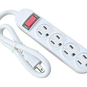 Woods 41299 Power Strip With Overload Safety Feature, 4 Outlets, 1.5 Foot, White