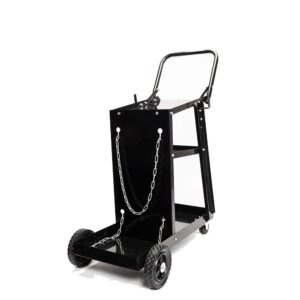 z ztdm welder welding cart plasma cutter w/ 3 shelves, mig tig arc universal storage for tanks w/ 2 safety chains, 360° swivel wheels, 100lbs capacity, black