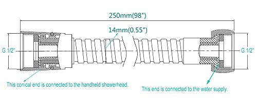 TRIPHIL Kink-free Shower Hoses 98" Extra-long for Handheld Shower Head Hose Replacement with 2 Shower Caps Flexible Metal Sleeves Brass Connectors Stainless Steel Brushed Nickel 98 Inch