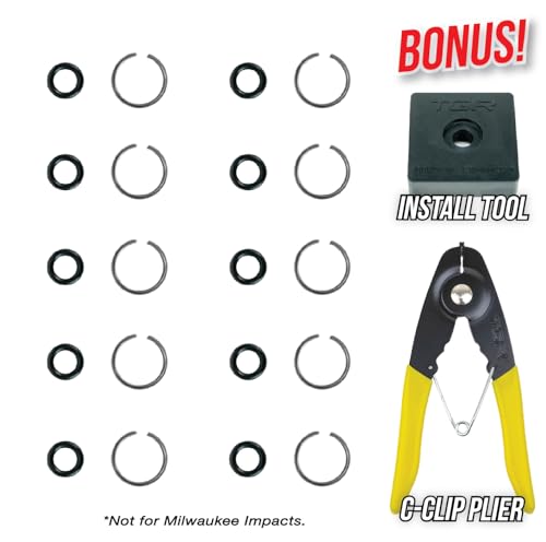 3/8" Impact Wrench Socket Retainer Retaining Ring with O-Ring Mac IR - 10 Sets. Anvil Retaining Ring Install Tool Included