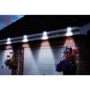 FALOVE 8 Pack Deal Outdoor Solar Gutter LED Lights - White Sun Power Smart Solar Gutter Night Utility Security Light