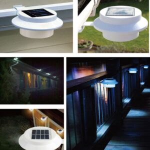 FALOVE 8 Pack Deal Outdoor Solar Gutter LED Lights - White Sun Power Smart Solar Gutter Night Utility Security Light