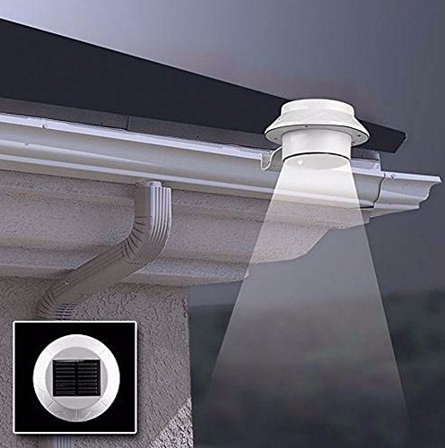 FALOVE 8 Pack Deal Outdoor Solar Gutter LED Lights - White Sun Power Smart Solar Gutter Night Utility Security Light