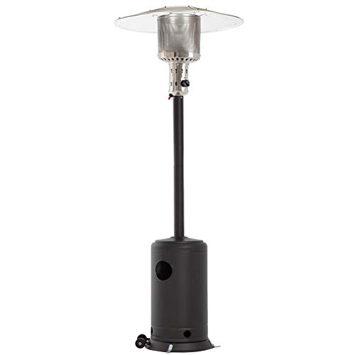 Patio Heater Tall Hammered Finish Garden Outdoor Heater Propane Standing LP Gas Steel w/Accessories (Mocha)